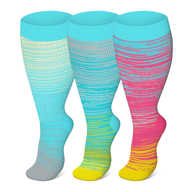 Plusock 2XL-7XL Plus Size Bright Stripe Compression Socks – plusock