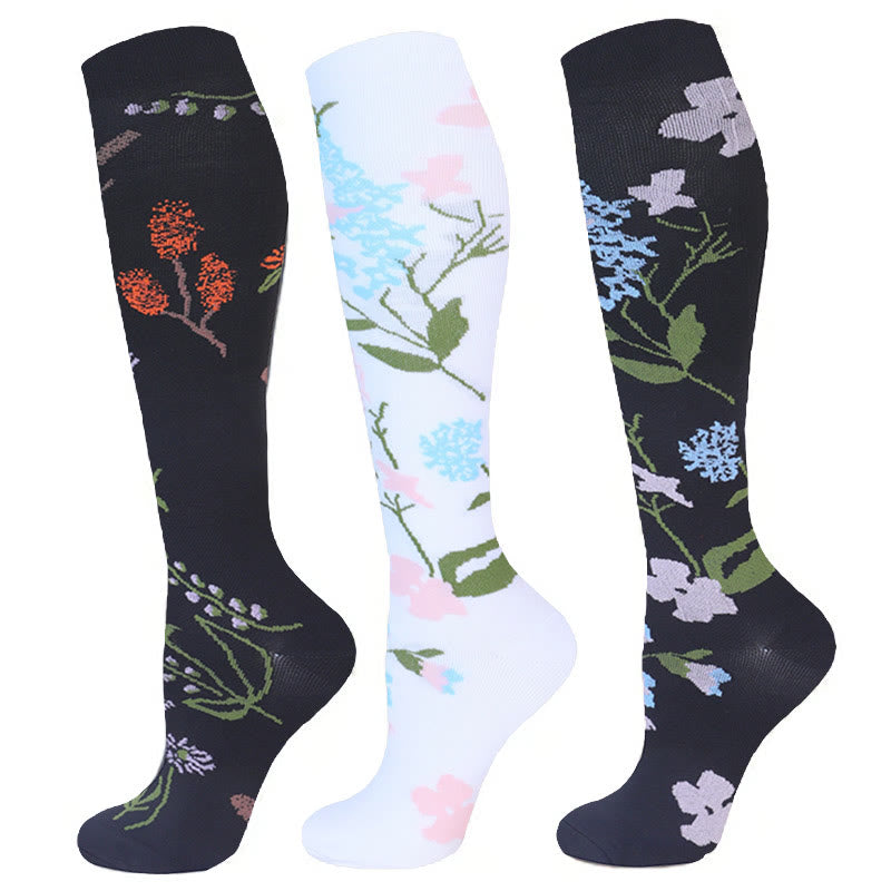 Plusock Flower Pattern Compression Socks(3 Pairs) – plusock