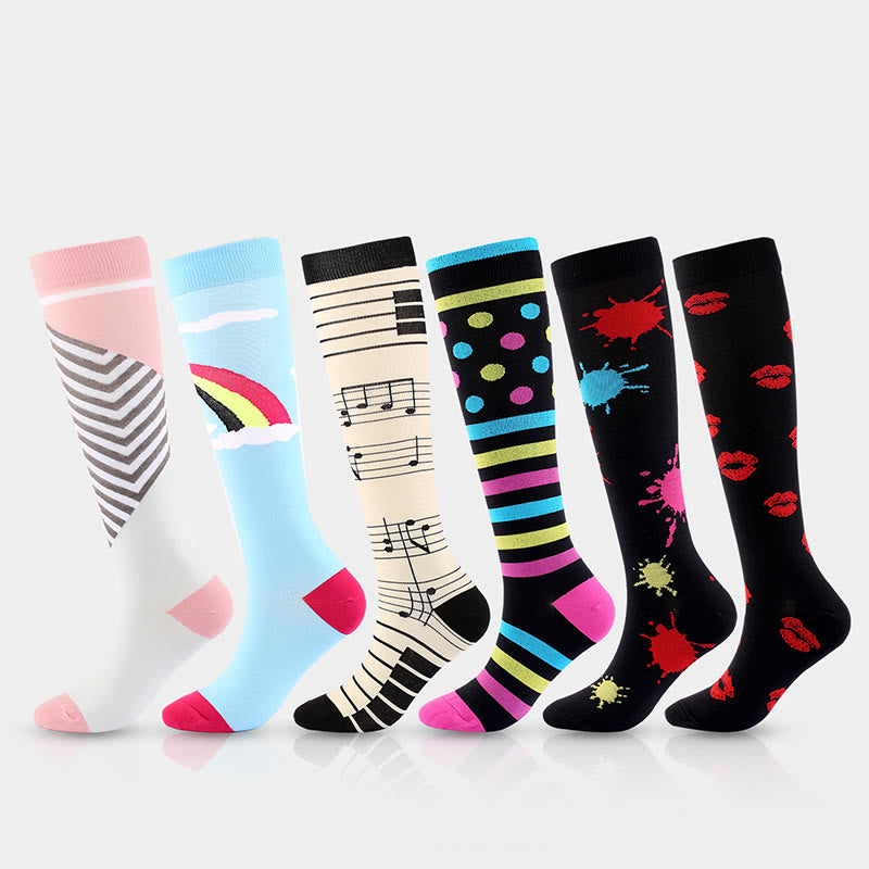 Plus Size Various Patterns Compression Socks(6 Pairs) – plusock