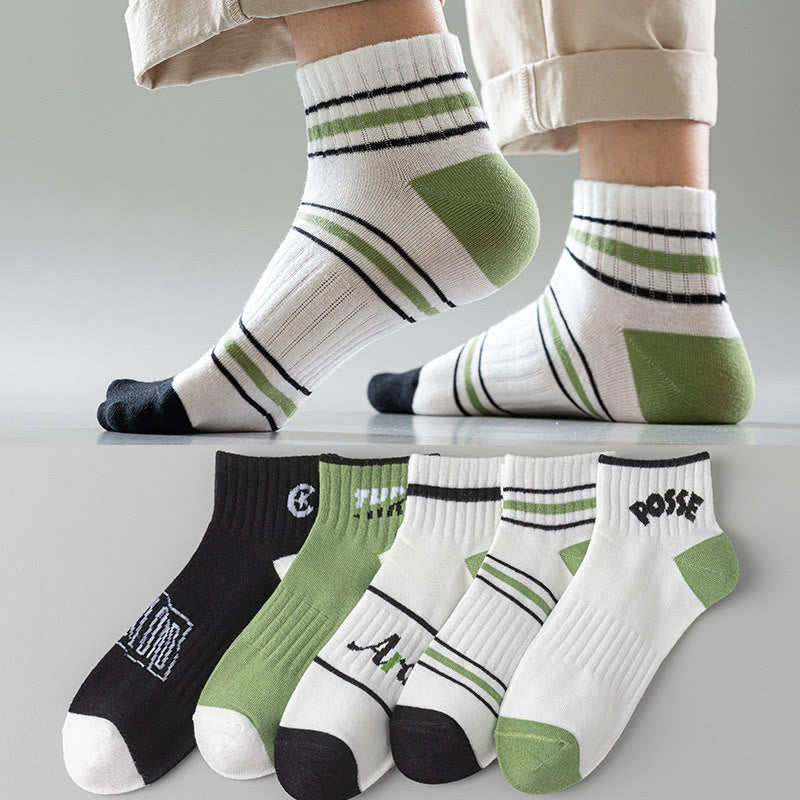 Plus Size Green White Quarter Socks(10 Pairs) – plusock