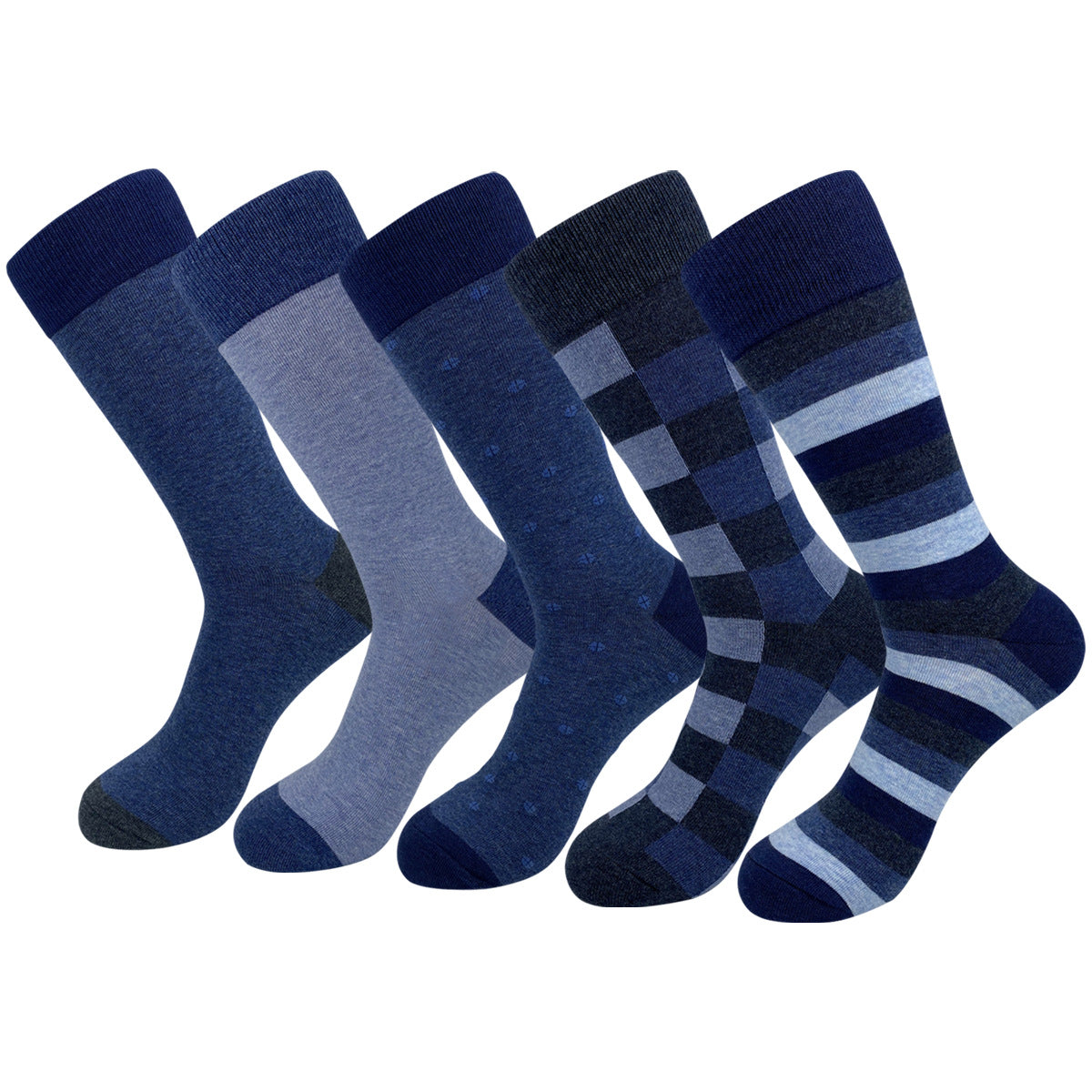 Plusock Deep Blue Crew Socks(5 Pairs) – plusock