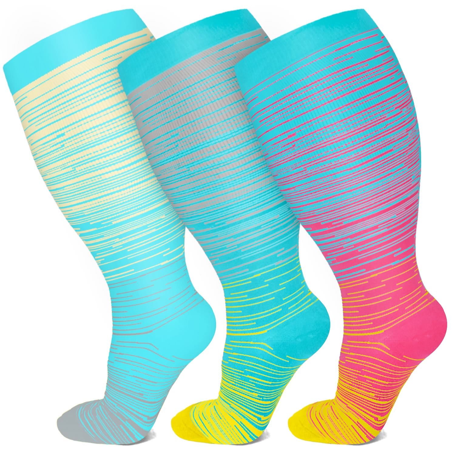 2XL-7XL Plus Size Bright Stripe Compression Socks – plusock