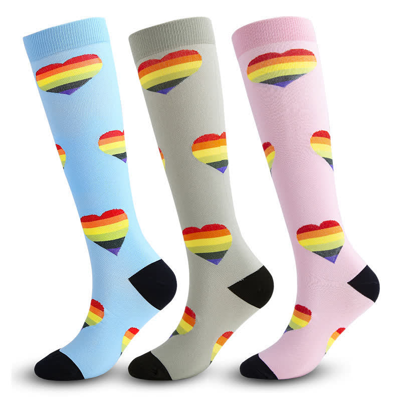 Plusock Rainbow Heart Compression Socks(3 Pairs) – plusock
