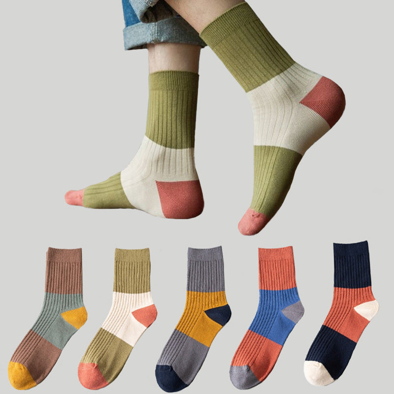 Plusock Plus Size Contrast Color Quarter Socks(5 Pairs) – plusock