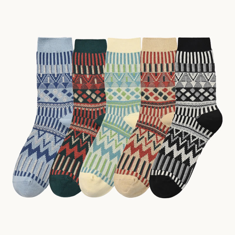 Plusock Retro Pattern Crew Socks(2 Pairs) – plusock