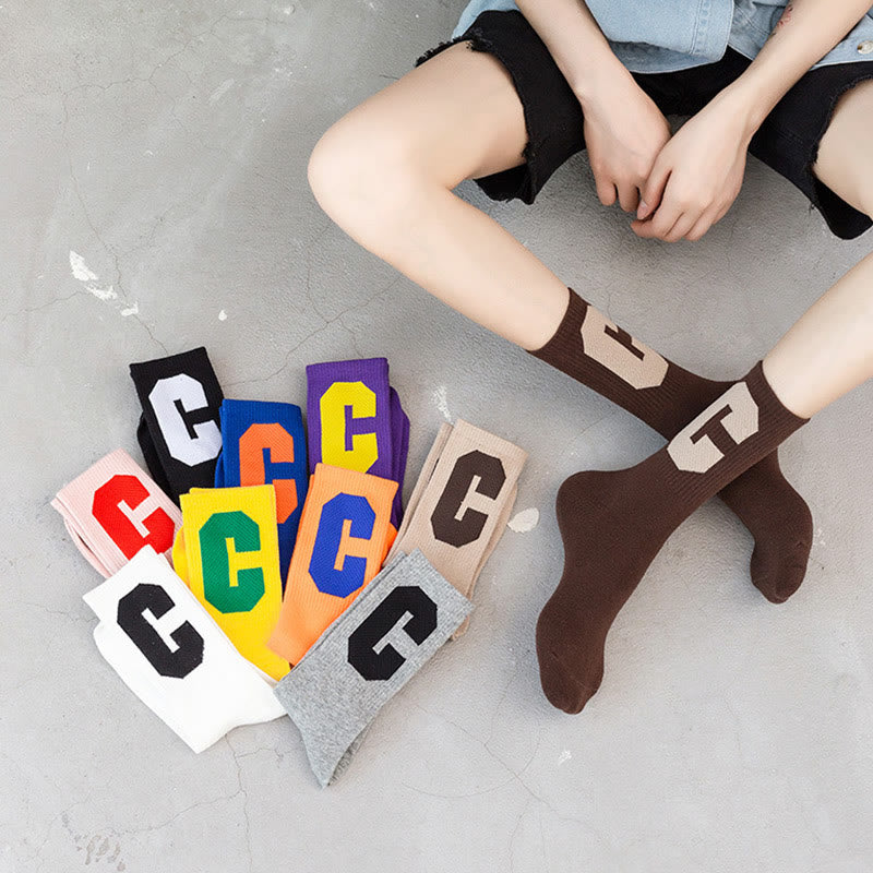 Letter C Crew Socks(6 Pairs) – plusock