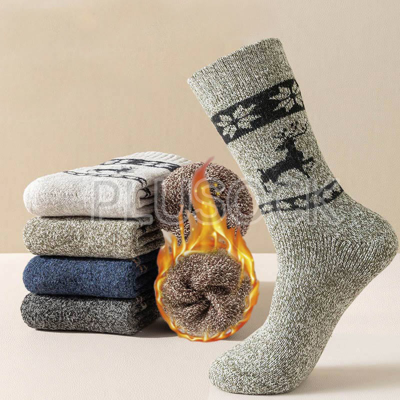 Plusock Elk Pattern Thickened Wool Quarter Socks(5 Pairs) – plusock