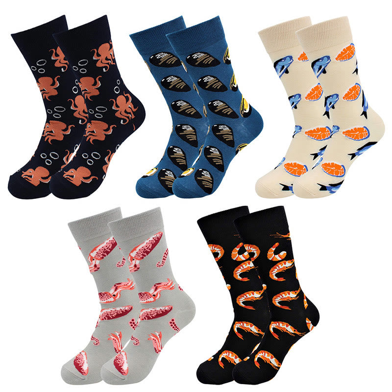 Plus Size Marine Series Fun Crew Socks(5 Pairs) – plusock